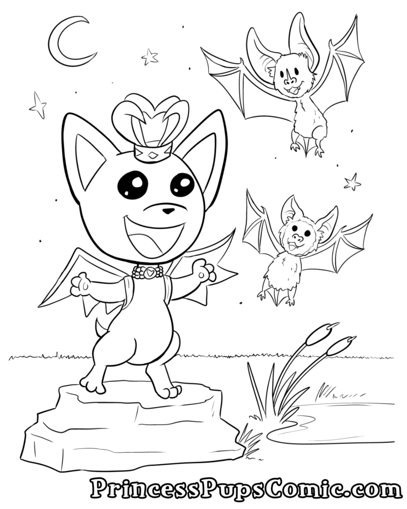 Batty and Spooky Coloring Pages! - Princess Pups